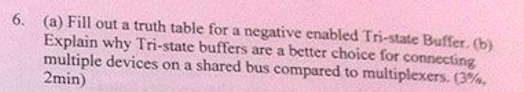 Solved 6. (a) Fill out a truth table for a negative enabled | Chegg.com