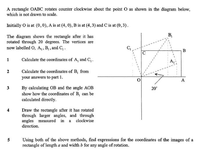 Solved A rectangle OABC rotates counter clockwise about the | Chegg.com