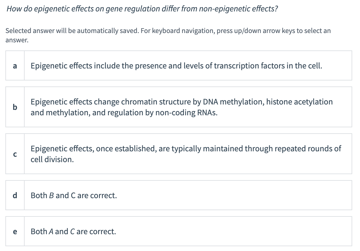 Solved How do epigenetic effects on gene regulation differ | Chegg.com