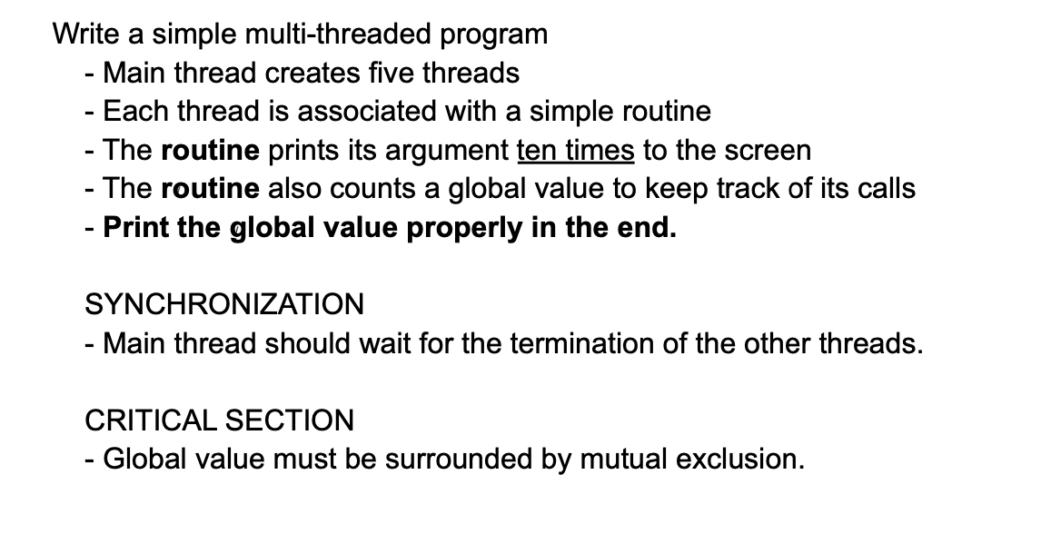 Write A Simple Multi Threaded Program Main Thread