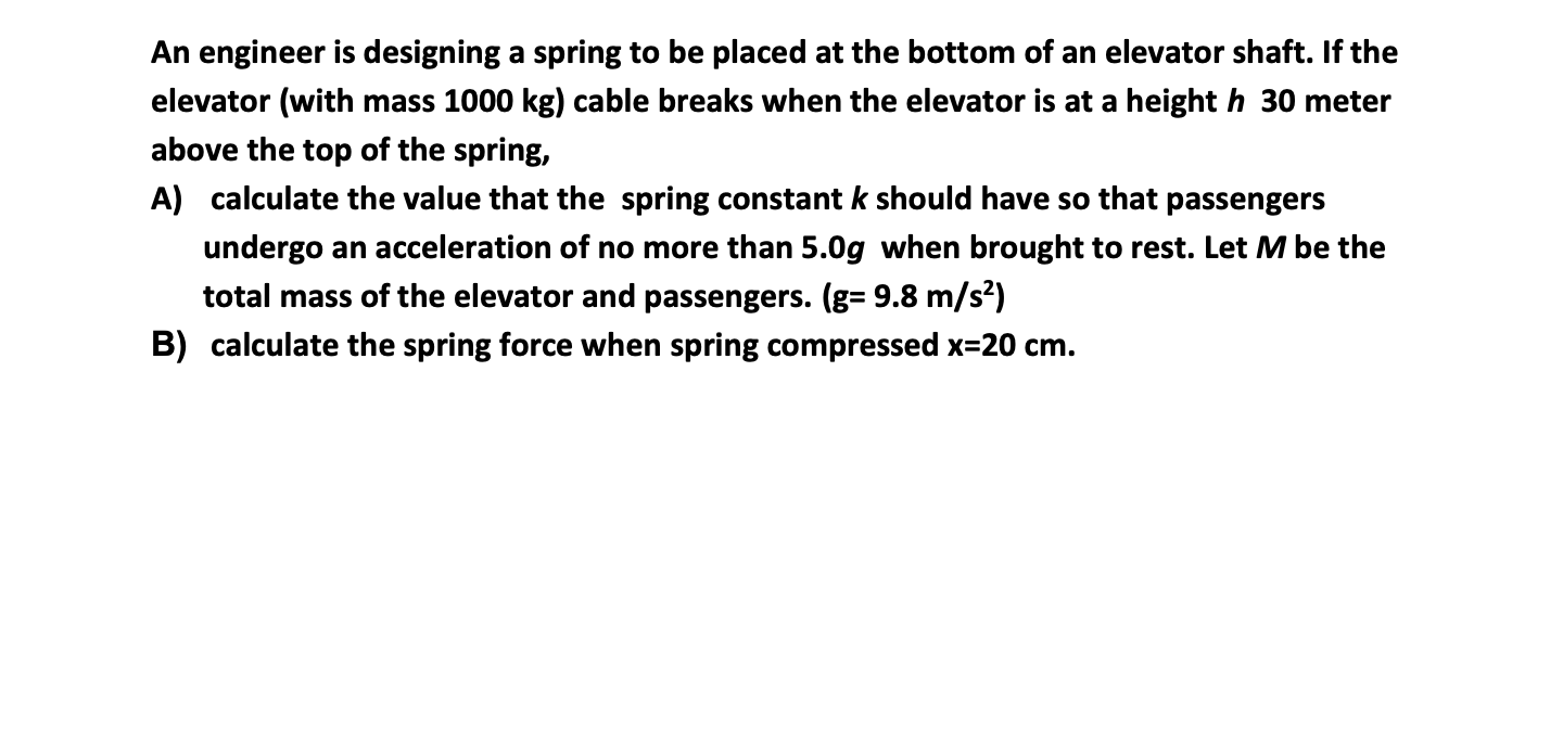 Solved An engineer is designing a spring to be placed at the | Chegg.com