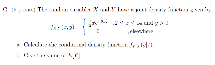 Solved (6 points) The random variables \\( X \\) and \\( Y | Chegg.com