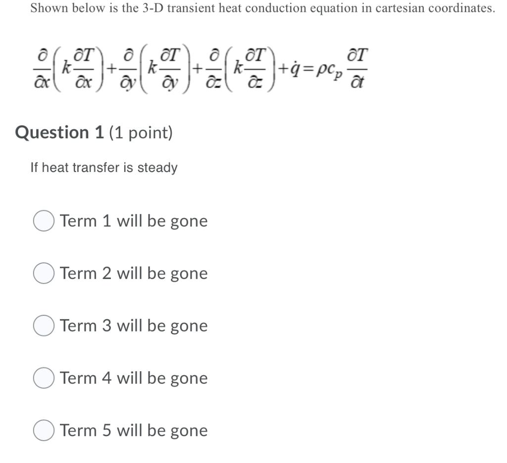 Solved Shown below is the 3-D transient heat conduction | Chegg.com