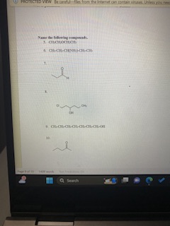 Solved Naming the following functional groups. | Chegg.com