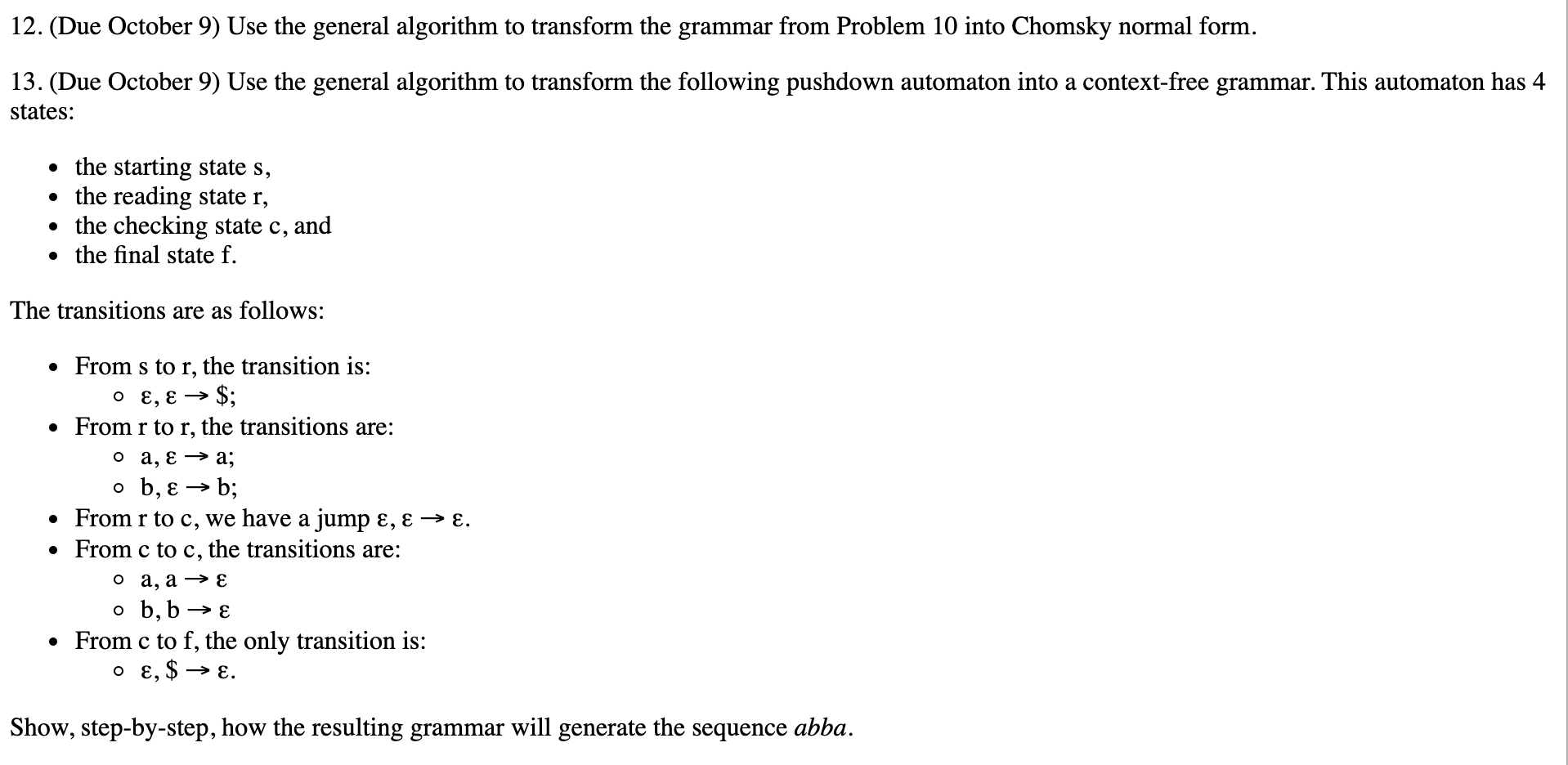 Solved 12. (Due October 9) Use the general algorithm to | Chegg.com