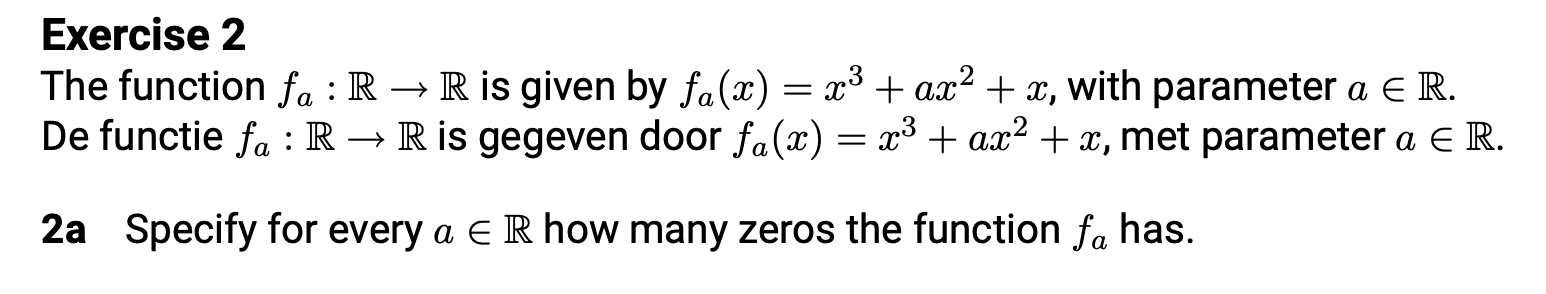 Solved Exercise 2The function fa:R→R ﻿is given by | Chegg.com