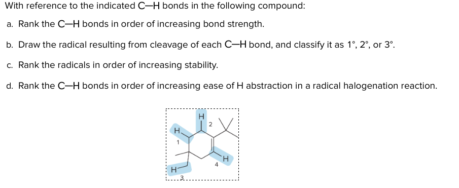 Solved With reference to the indicated C-H bonds in the | Chegg.com