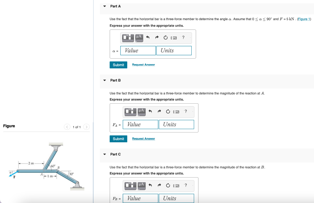 Solved Use the fact that the horizontal bar is a three-force | Chegg.com