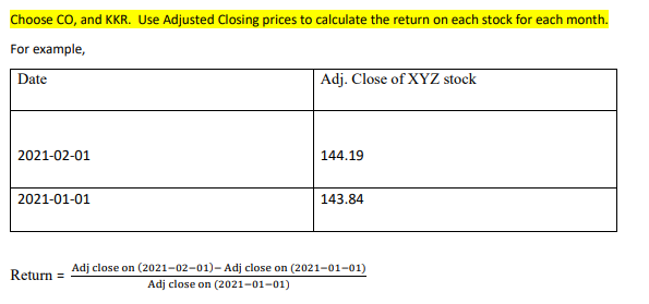Download the monthly Adjusted Close stock price data | Chegg.com