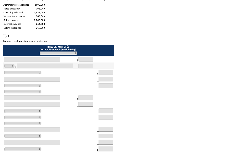 Solved *Exercise 5-12 (Part Level Submission) Bridgeport | Chegg.com