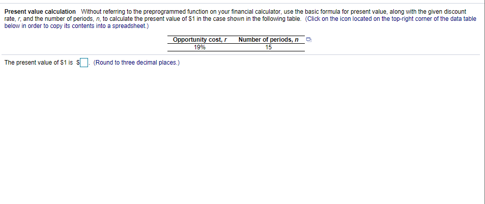 Solved Present value calculation Without referring to the | Chegg.com