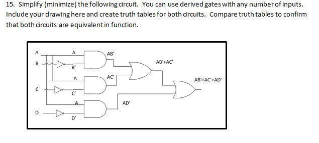 Solved 15. Simplify (minimize) the following circuit. You | Chegg.com
