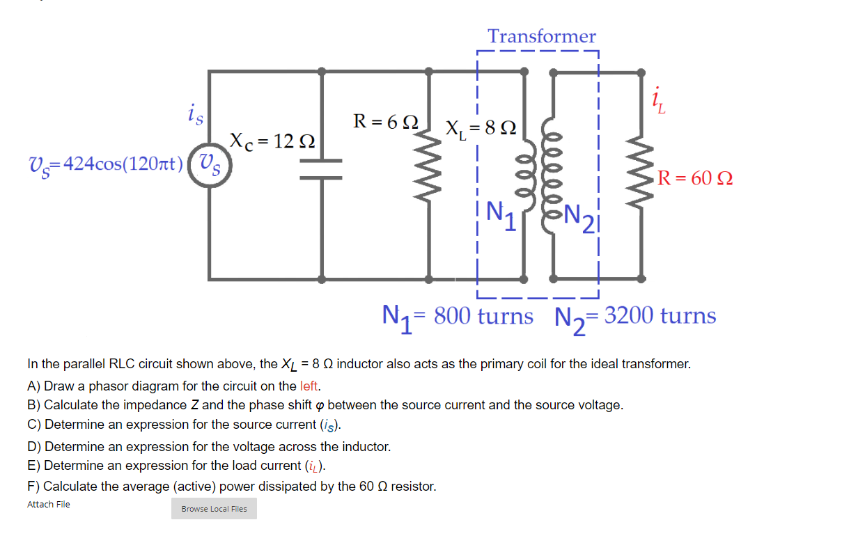 Solved In the parallel RLC circuit shown above, the XL=8Ω | Chegg.com