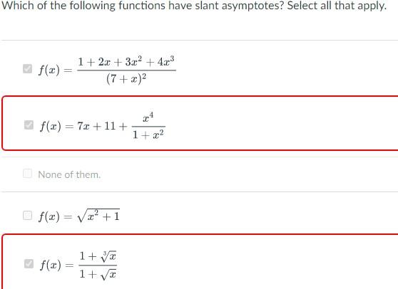 Solved Which of the following functions have slant | Chegg.com