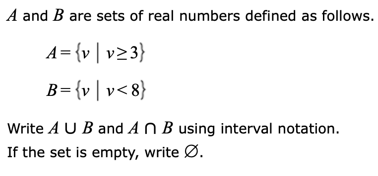 Solved A and B are sets of real numbers defined as follows. | Chegg.com