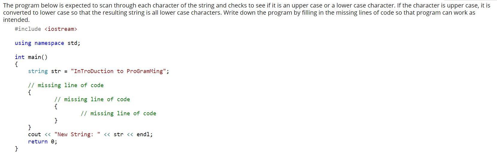 Solved The program below is expected to scan through each | Chegg.com