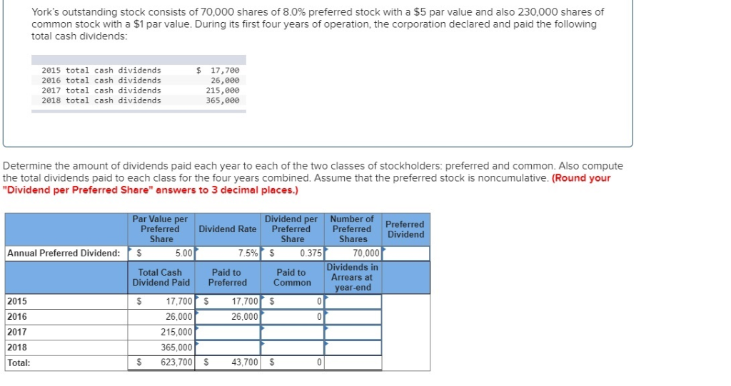 Solved York's outstanding stock consists of 70,000 shares of | Chegg.com