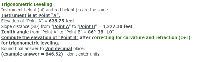 Solved Trigonometric Leveling Instrument height (hi) and rod | Chegg.com