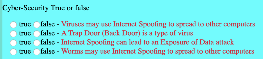 Solved Cyber-Security True or false true false - | Chegg.com