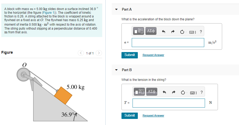 Solved A block with mass m 5.00 kg slides down a surface | Chegg.com