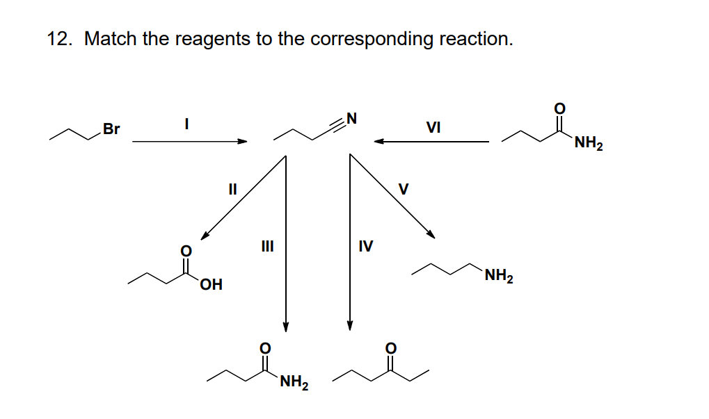 Solved 12. Match the reagents to the corresponding | Chegg.com