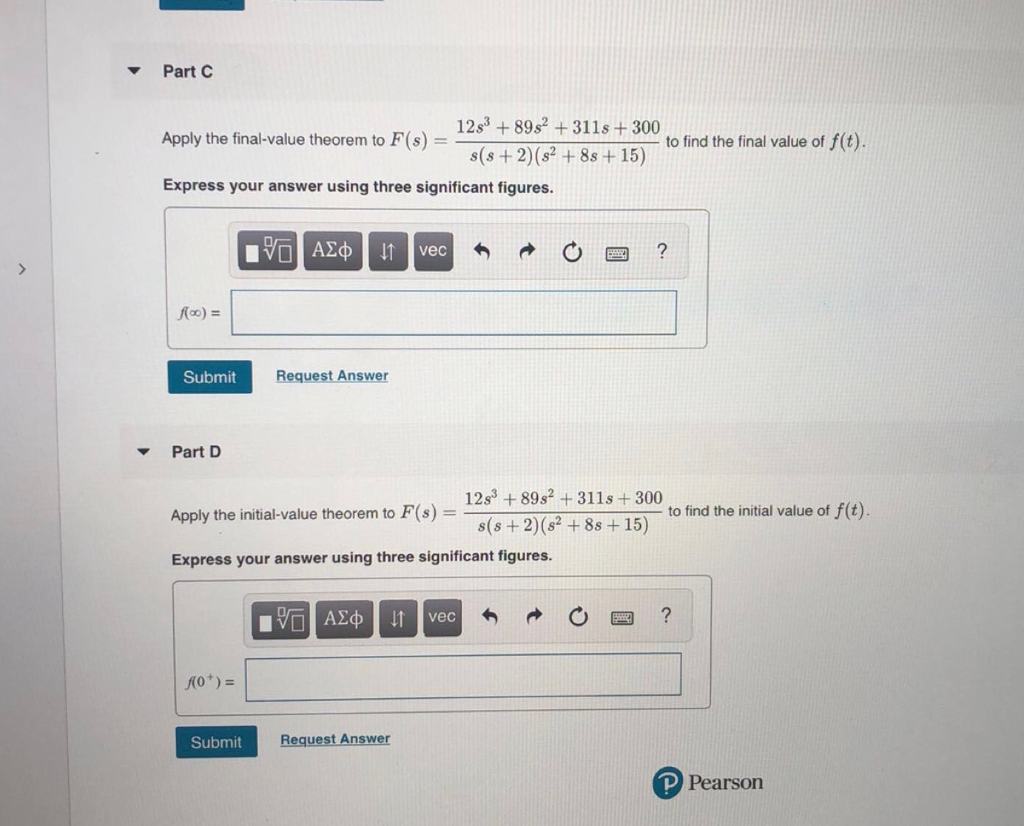 Solved Part G 200(8 + 7)(8 +14) Apply the final-value | Chegg.com