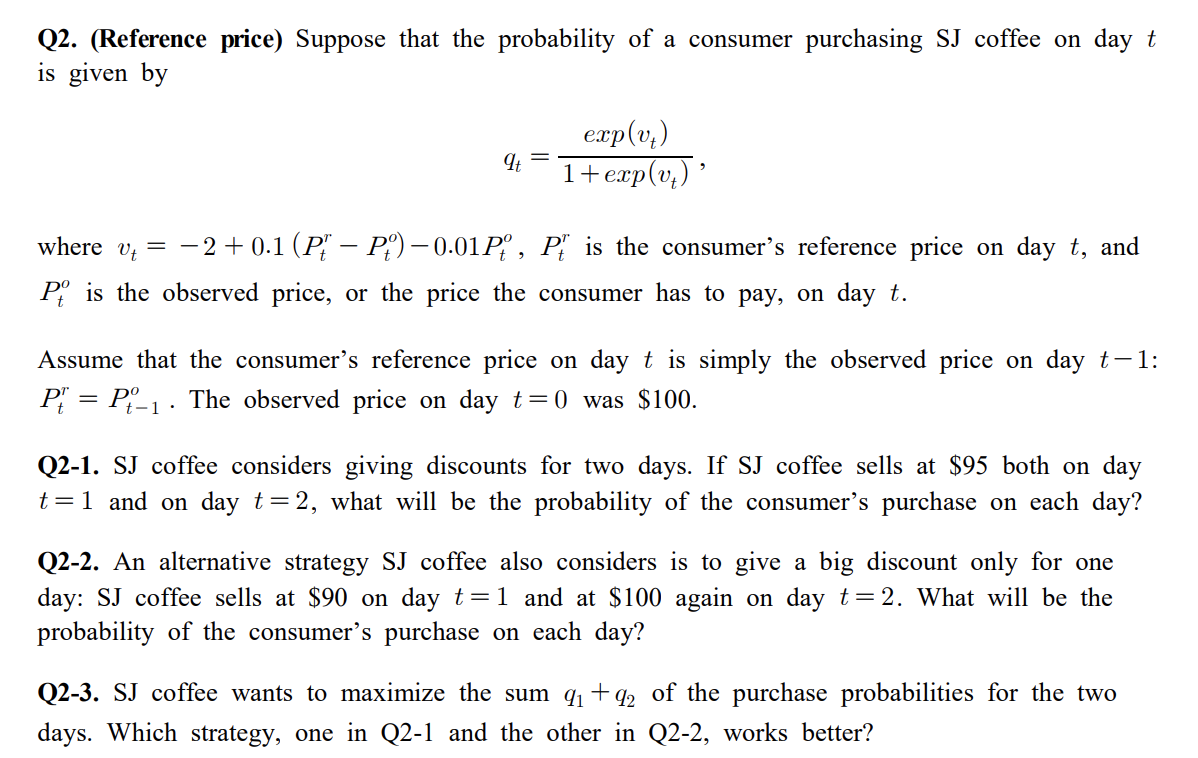 Solved Q2. (Reference price) Suppose that the probability of | Chegg.com