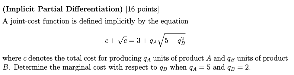 Solved (Implicit Partial Differentiation) (16 points] A | Chegg.com