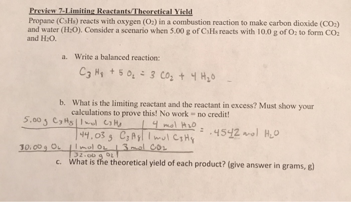 Solved Preview 7-Limiting Reactants/Theoretical Yield | Chegg.com