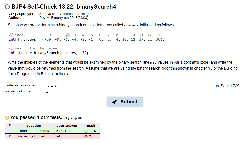 Solved OBJP4 Self-Check 13.22: binary Search4 Language/Type: | Chegg.com
