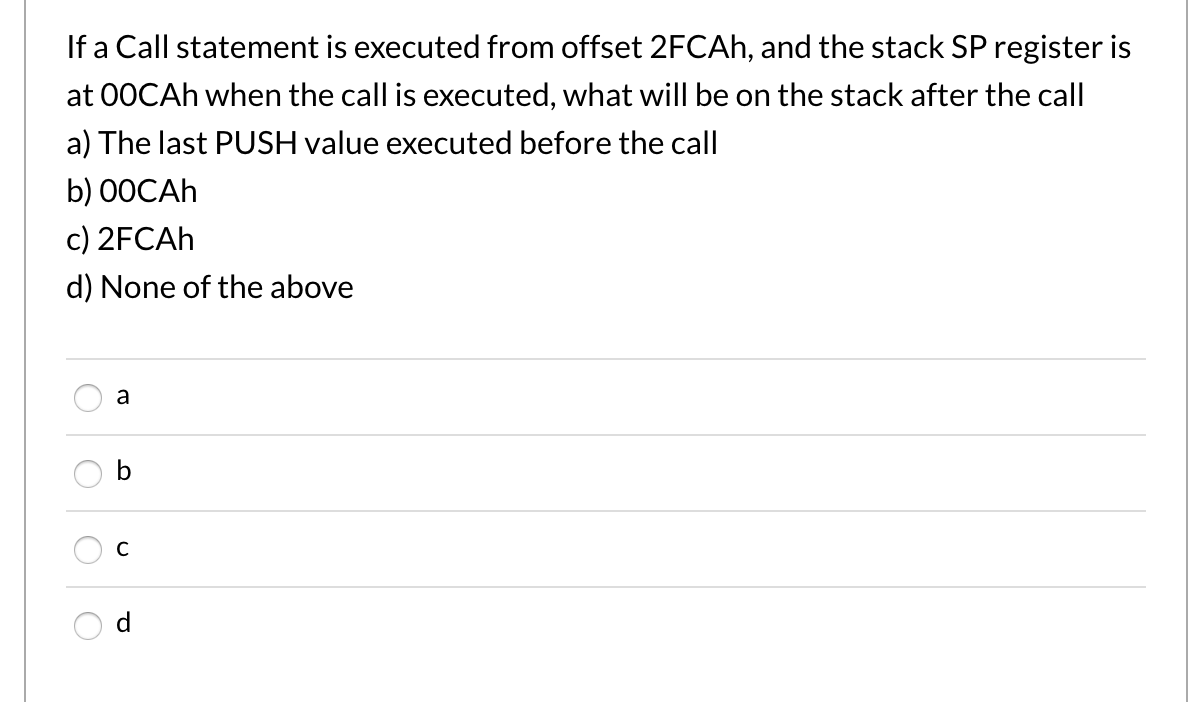 Solved If the stack pointer is pointing FFEOh (top of stack) | Chegg.com