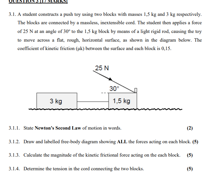 Solved 3.1. A student constructs a push toy using two blocks | Chegg.com