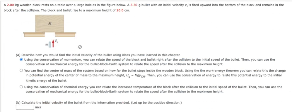 Solved block after the collision. The block and bullet rise | Chegg.com