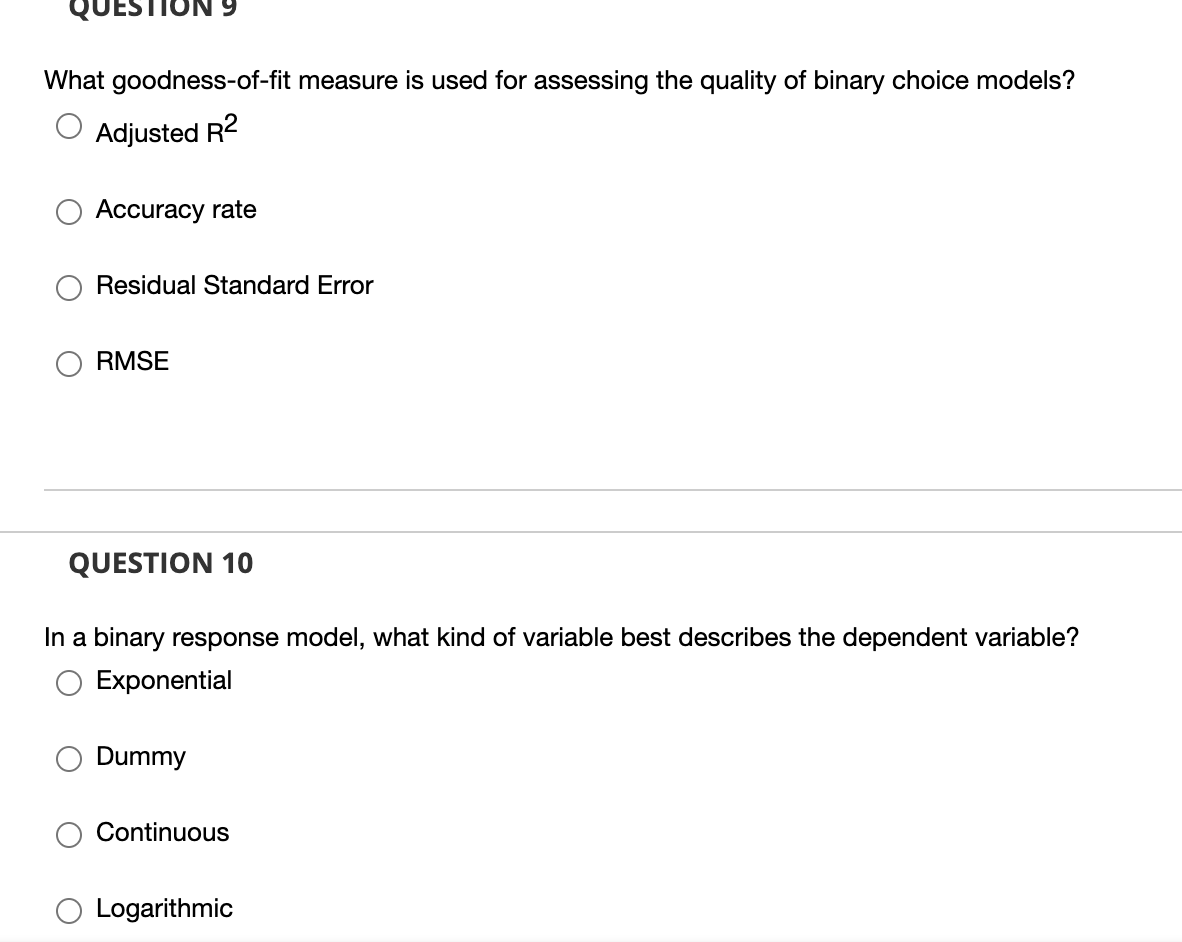 Solved What goodness-of-fit measure is used for assessing | Chegg.com