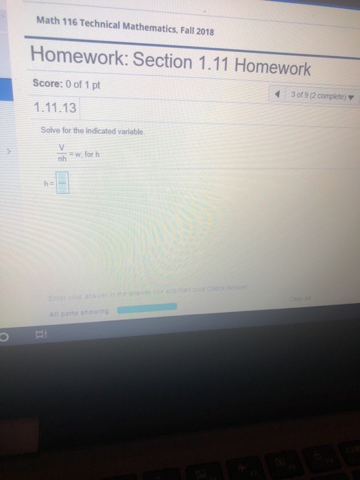 Solved Math 116 Technical Mathematics, Fall 2018 Homework: | Chegg.com