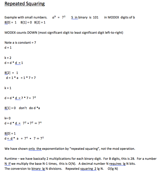 Solved Repeated Squaring 5 in binary is 101 in MODEX digits | Chegg.com