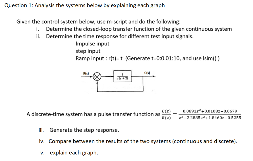 Question 1: Analysis the systems below by explaining | Chegg.com