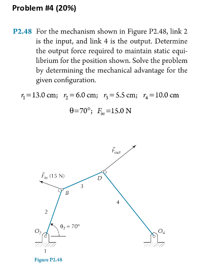Solved Problem #4 (20%) For the mechanism shown in Figure | Chegg.com