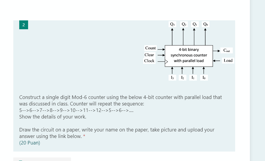 Solved Q3 Q2 Q. Que Cout Count - Clear Clock — 4-bit binary | Chegg.com