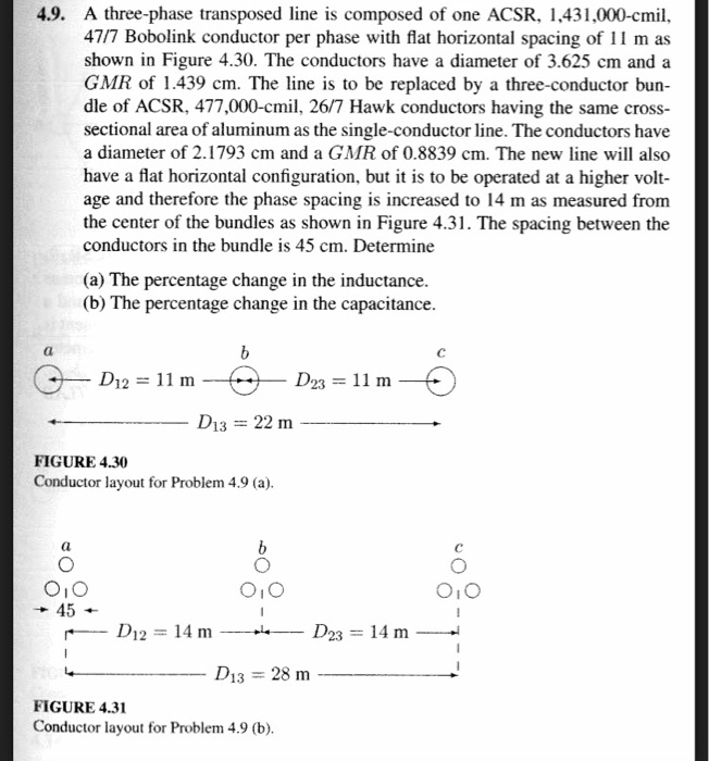 Solved 4.9. A three-phase transposed line is composed of one | Chegg.com
