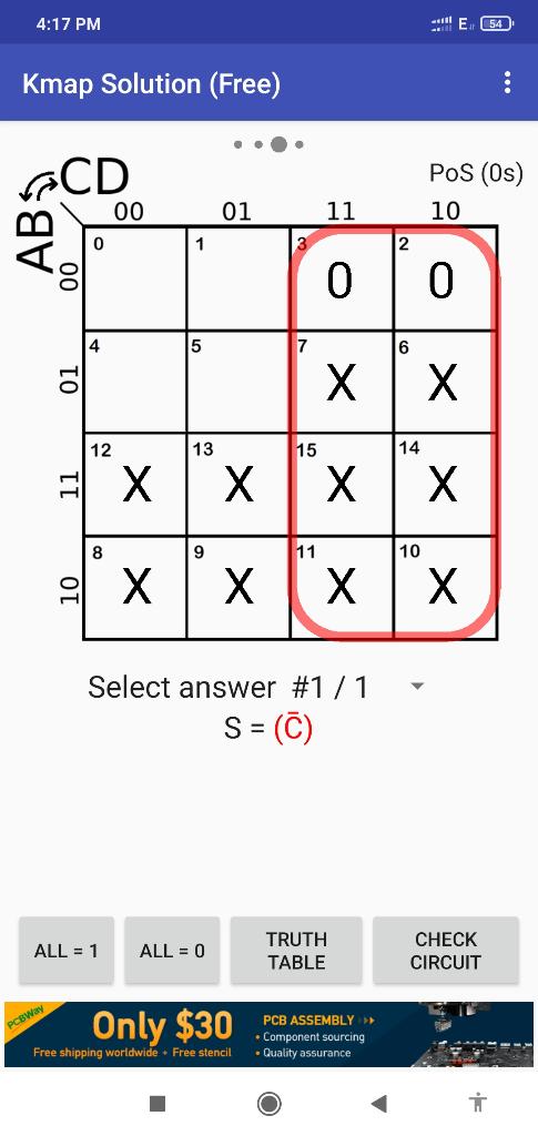 Solved 4:15 PM ! E, 54 Kmap Solution (Free) CD POS (Os) 10 | Chegg.com