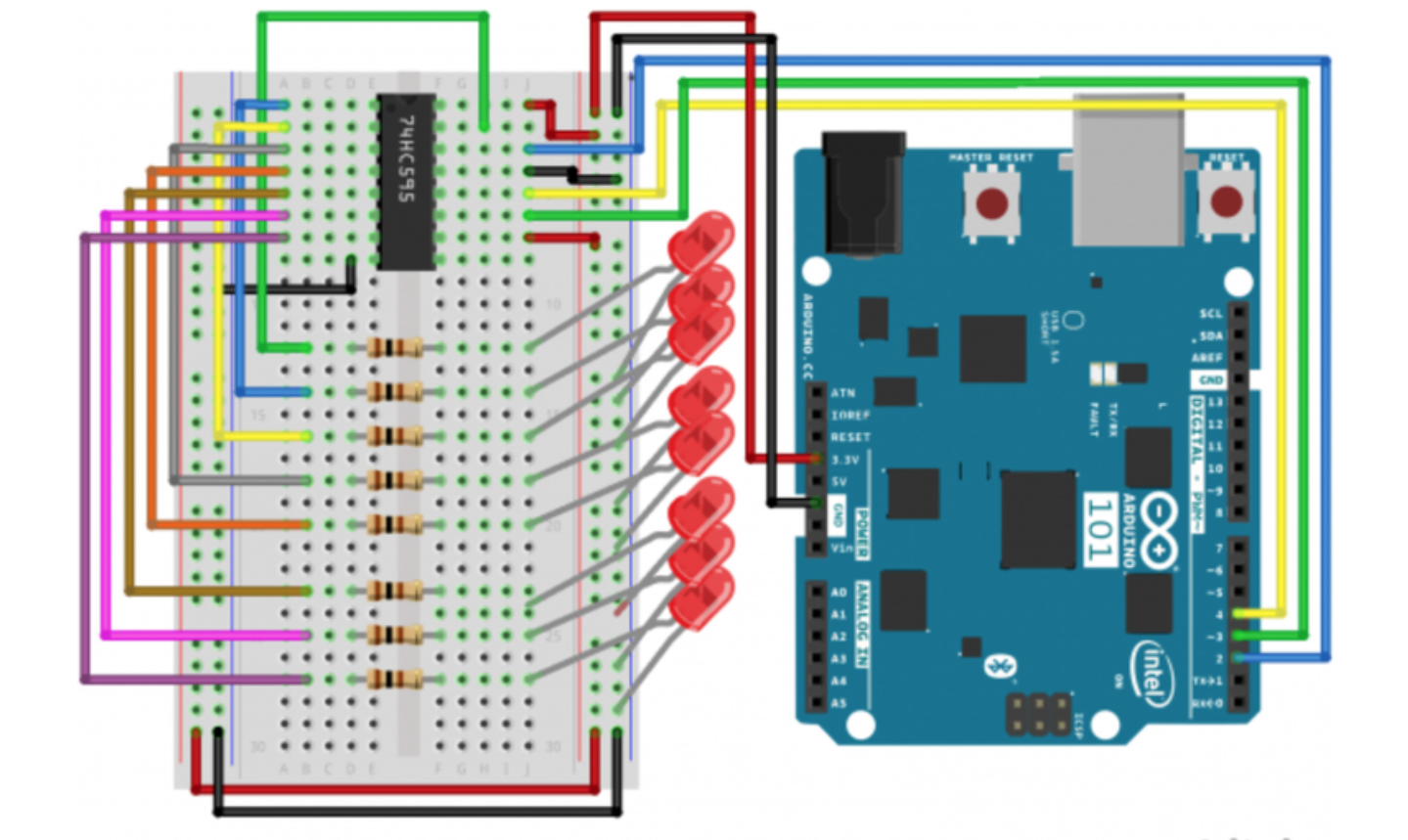 Solved I have this circuit to light 8 leds. I am using shift | Chegg.com