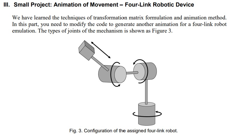 Small Project: Animation of Movement - Four-Link | Chegg.com