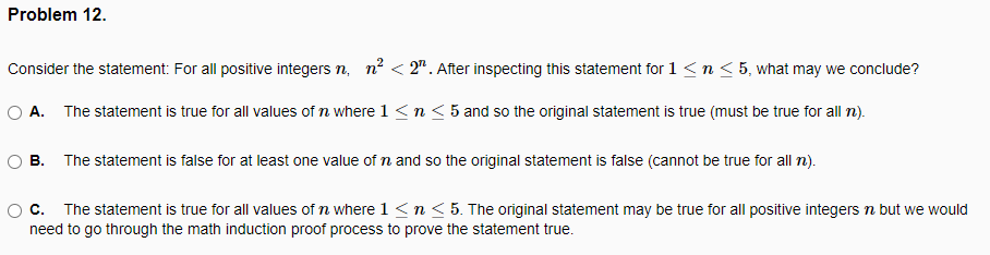 Solved Consider the statement: For all positive integers | Chegg.com