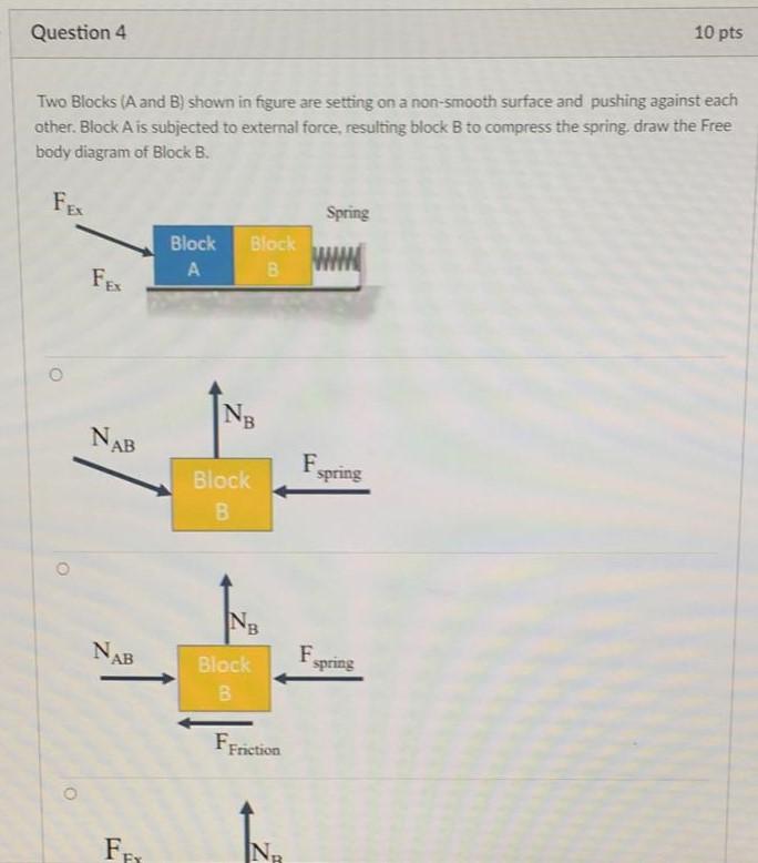 Solved Question 4 10 pts Two Blocks (A and B) shown in | Chegg.com
