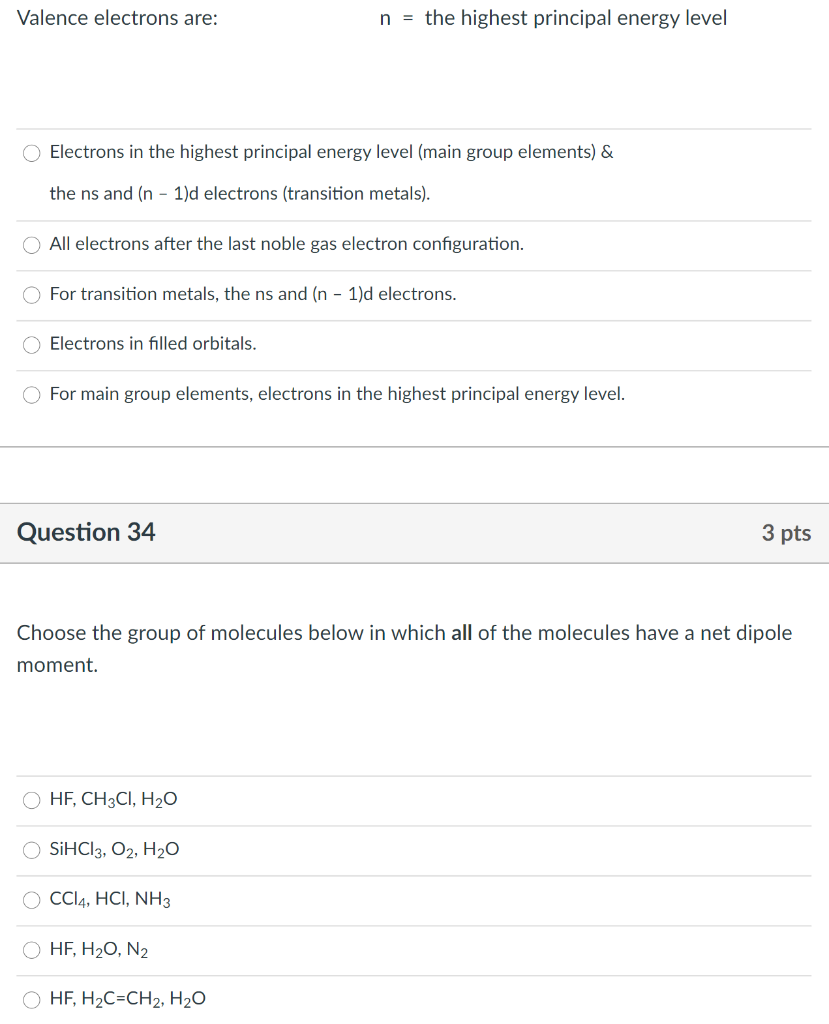 Solved Valence electrons are: n = the highest principal | Chegg.com