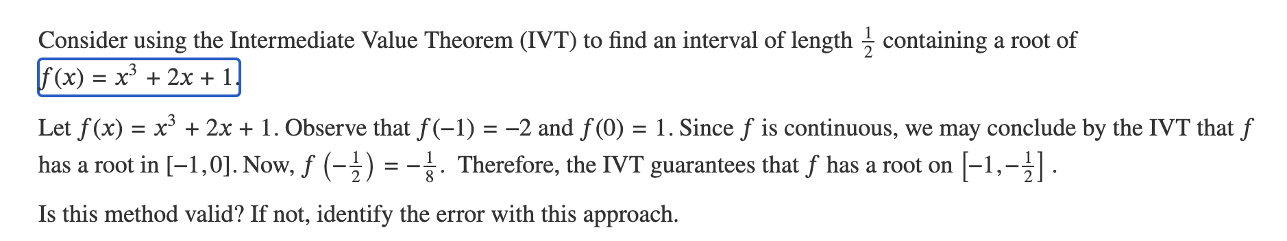 Solved Consider using the Intermediate Value Theorem (IVT) | Chegg.com
