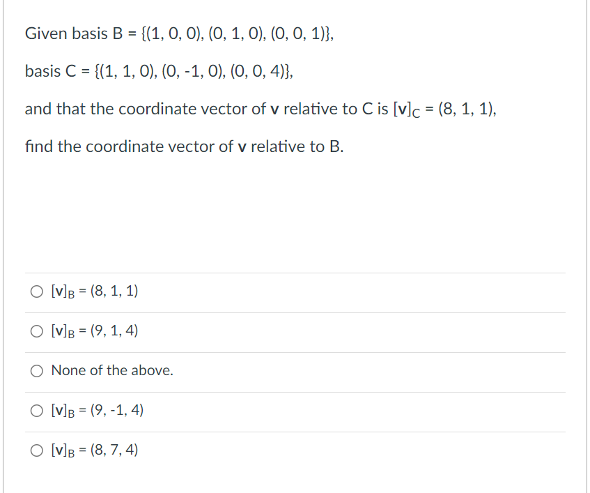 Solved Given basis \( | Chegg.com