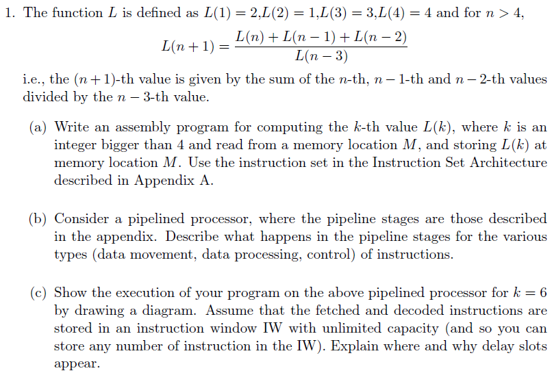 1. The function L is defined as L(1) = 2,L (2) = 1,L | Chegg.com