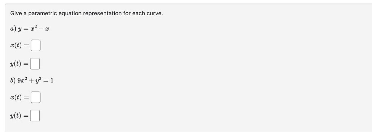 Solved Give A Parametric Equation Representation For Each
